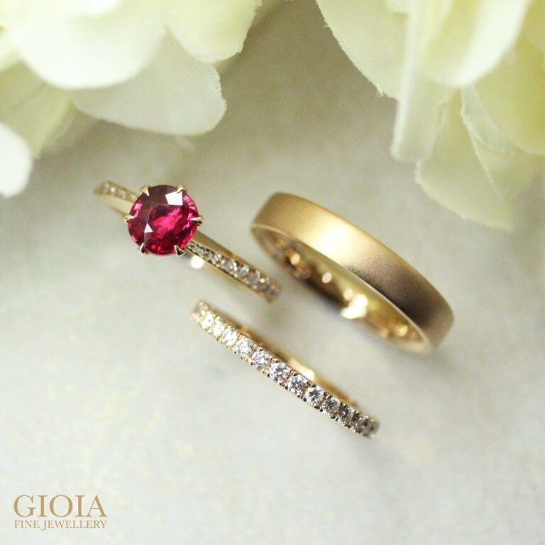 Ruby Wedding Ring - Unheated Vivid Vibrant Red Gemstone