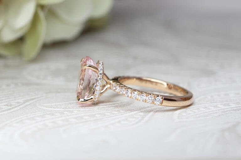 Morganite Wedding Ring - Unique Sweet Pink Gemstone Ring