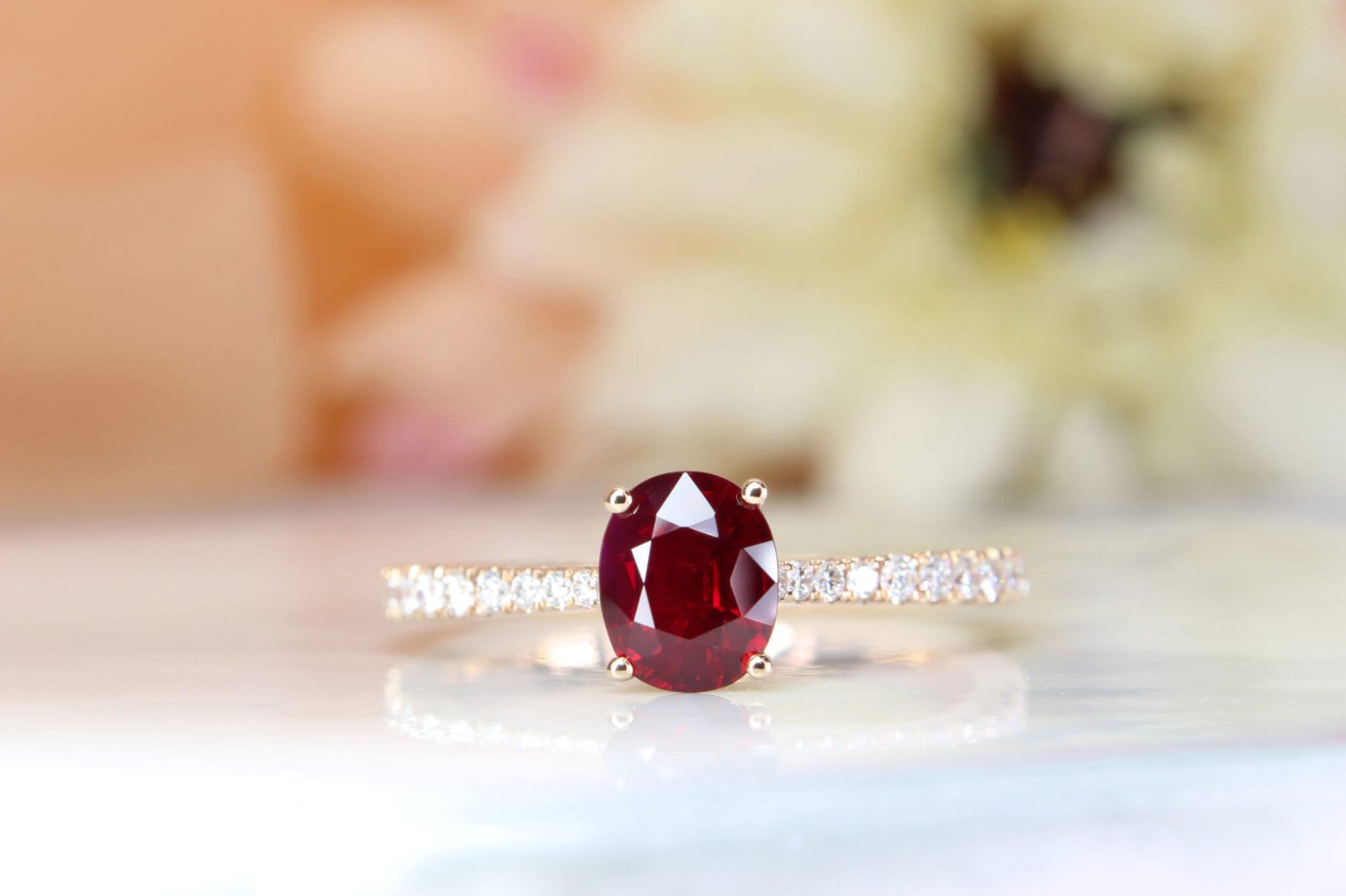 Vivid Red Ruby Ring - Unique Custom Ruby Gemstone Rings