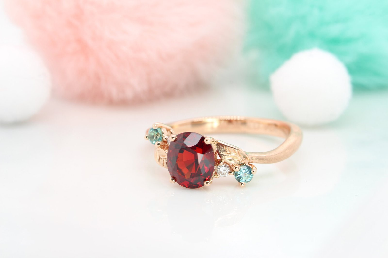 Red Spinel Ring - Vivid Red Spinel With Unique Custom Design