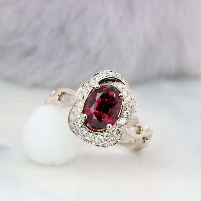 Floral Ring - 3 Natural Floral Proposal Ring With Gemstones